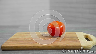Tomato Spinning on a Cutting Board Stock Video - Video of glassy ...
