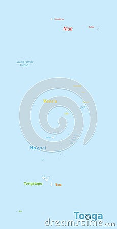 Tonga Map, Administrative Divisions, Islands With Names Cartoon Vector ...