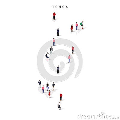 Tonga Population Map. Large Group Of People In A Shape Of Tongan Map ...