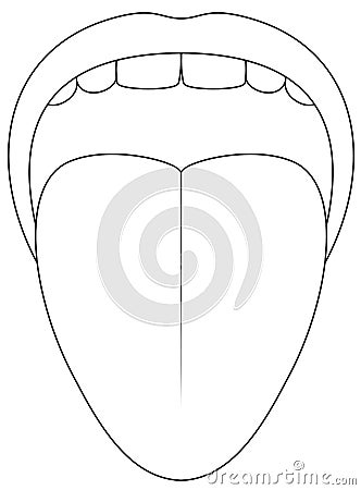 Tongue Symbol Outline Icon Cartoon Vector | CartoonDealer.com #96678439