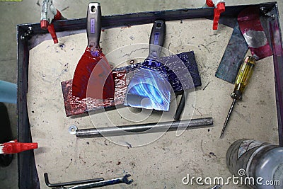 Tools Paint Ink Scrapers Blue Red On Tray Stock Image | CartoonDealer ...