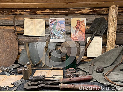 Tools And Weapons In The Trenches In The Dolomites During The War World ...