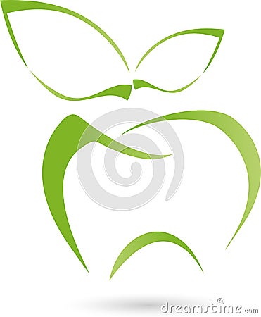 Tooth, Apple And Leaves, Eating Logo Vector Illustration ...