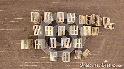 Top Down Shot of Wooden Pallets Stack in the Warehouse. Pile of ...