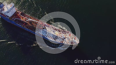 A Top Down Aerial View of the Tanker in Motion Stock Footage - Video of ...