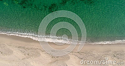 Top Down View of Tropical Beach, Foamy Ocean Waves Washing Sand. Waves ...