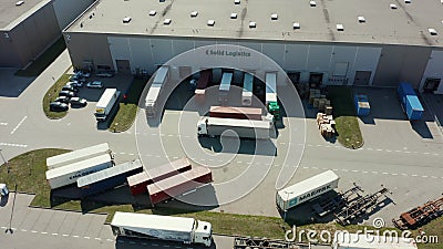 Goods Distribution Warehouse. Semitrailers Load Cargo Containers Stock ...