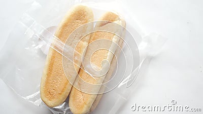 Top View of Baked Bread in a Plastic Packet on Table Stock Video ...