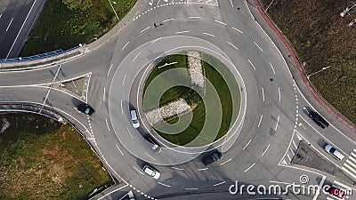 Top View of Cars Driving on a Roundabout Road Stock Video - Video of ...