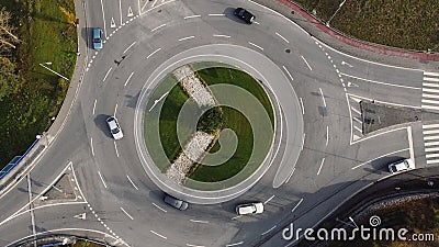 Top View of Cars Driving on a Roundabout Road Stock Footage - Video of ...