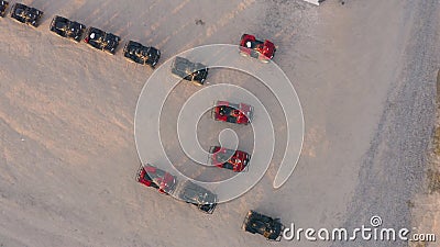 Top View Group of an Empty Quad Bikes on the Road. Stock Footage ...