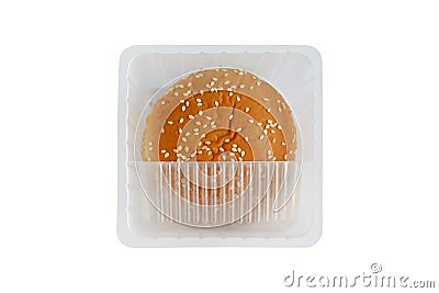 Top View Of Hamburger Buns In Plastic Box Isolated On White Background ...
