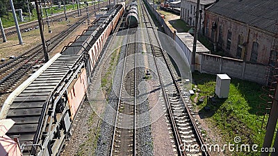 Top View of a Passing Freight Train Stock Footage - Video of junction ...