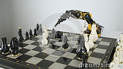 Top View of Robot Arm with Play Chess. Experiment with Intelligent ...