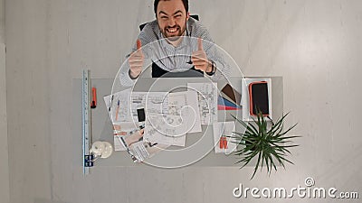 Top View of Smiling Office Worker Looking at the Stock Footage - Video ...