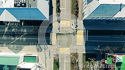 Top View of an Urban Intersection in an Empty City Stock Footage ...