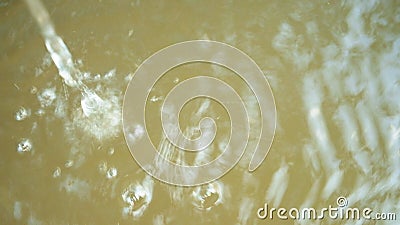 Top View of Water Falling To the River and Make Lot of Small Pattern ...