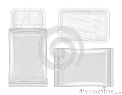 Top View Of White Polystyrene And Plastic Packaging Mockup Cartoon ...