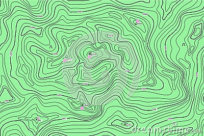 TOPOGRAPHIC ALTITUDE LINE MAP WITH ATTRACTION POINT. SEAMLESS VECTOR ...
