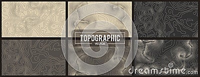 Set Of Topographic Map Contour Backgrounds. Topo Map With Elevation ...