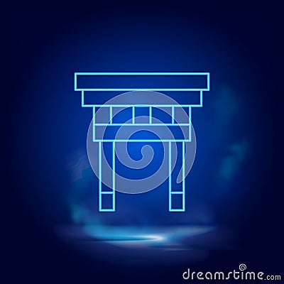 Torri Gate Symbol Neon Icon. Blue Neon Vector Icon. Smoke Effect Blue ...