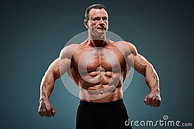 Torso Of Attractive Male Body Builder On Gray Background. Royalty-Free ...