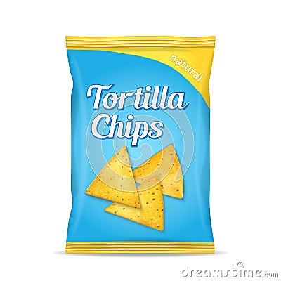 Tortilla Corn Chips Packet Bag, Isolated On White Background Vector ...