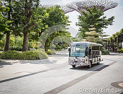 Tour bus at Gardens by the Bay, - Stock Image - Everypixel