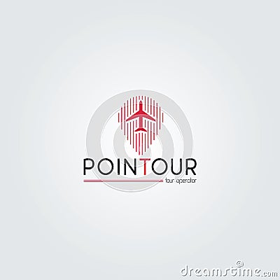 Tour Company Logos Created From Red Navigation And Airplane Vector ...