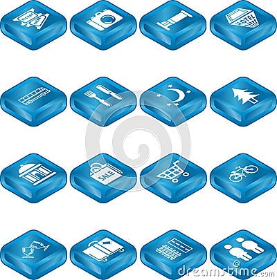 Tourist Locations Icon Set Vector Illustration | CartoonDealer.com #4452018