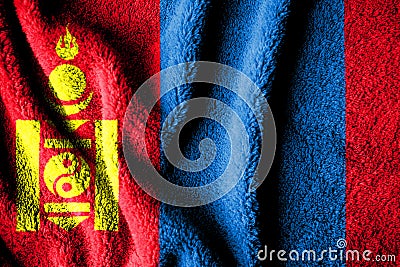 Towel Fabric Pattern Flag Of Mongolia. The Texture Of The Wrinkled ...