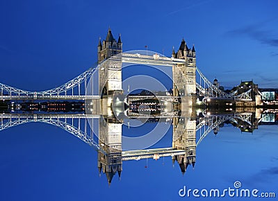 Tower Bridge And Reflection At Twilight-London Stock Photo - Image: 1982760