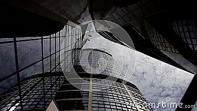 Towers Reflect Sun Clouds Timelapse Vertical View of High Rise ...
