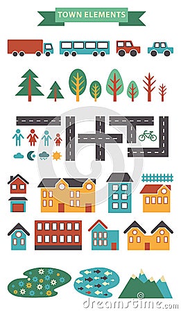 Town Infographic Elements. Vector City Elements For Create Your Own ...