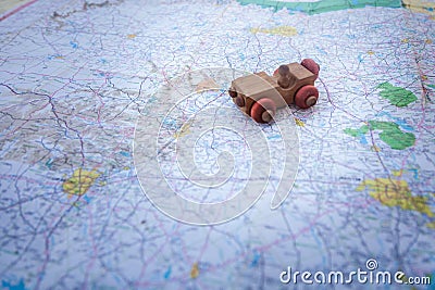 Toy Car On A Road Map Stock Photo | CartoonDealer.com #111988992