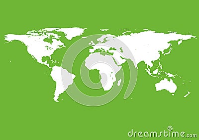 Vector World Map. Green Color, Very High Detail Illustration ...