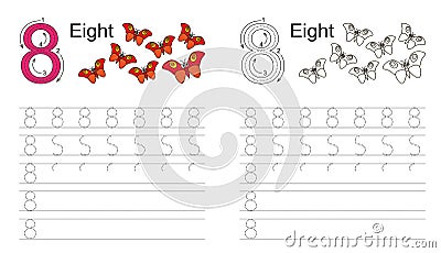 Tracing Worksheet For Figure Eight Vector Illustration | CartoonDealer ...