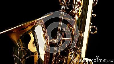 Passing Saxophone Side View Closeup Stock Video - Video of metallic ...