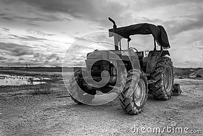 Tractor In Black And White Royalty Free Stock Image - Image: 28614406