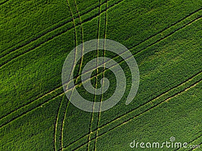 Tractor Patterns In Farming Fields From Drone Stock Photo ...