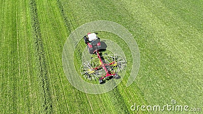 Tractor Pulling a Rotary Rake Stock Footage - Video of angle, activity ...