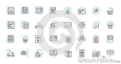 Trading Platform Linear Icons Set. Interface, Functionality, User-friendly, Efficiency ...