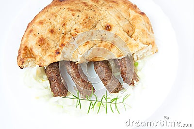 Traditional Bosnian Food Cevapi With Flat Bread And Onion Royalty-Free ...