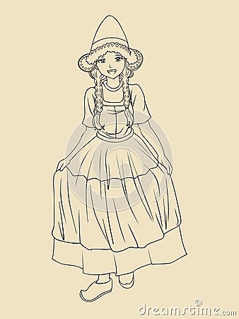 Traditional Costume Dutch Lady Vector Illustration | CartoonDealer.com ...