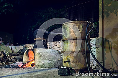 Traditional Distillation Of Raki In Crete Stock Photo | CartoonDealer ...