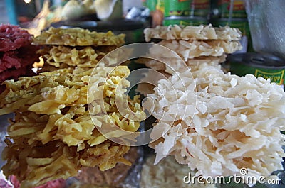 Traditional Exotic Coconout Candy Display In A Honduras Market Royalty ...