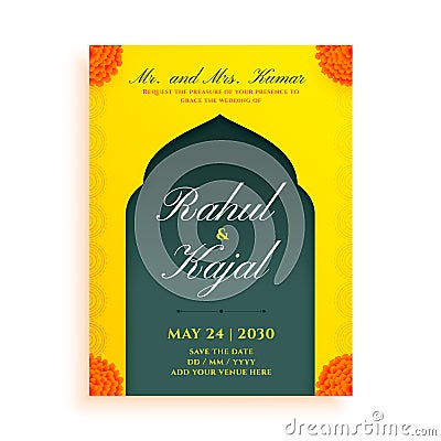 Traditional Indian Wedding Shaadi Card Design Template Vector ...