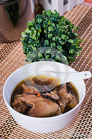 Native Chicken With Sibut Or Chinese Four Herbs Soup Royalty-Free Stock ...