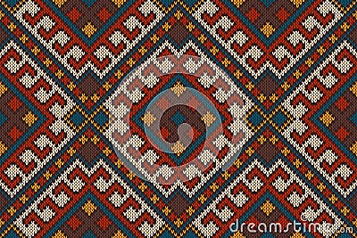 Traditional Tribal Aztec Seamless Pattern On The Wool Knitted Texture Stock Vector - Image: 46172459