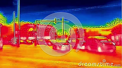 Infrared Thermovision Image Panorama of Big City, Showing Difference ...